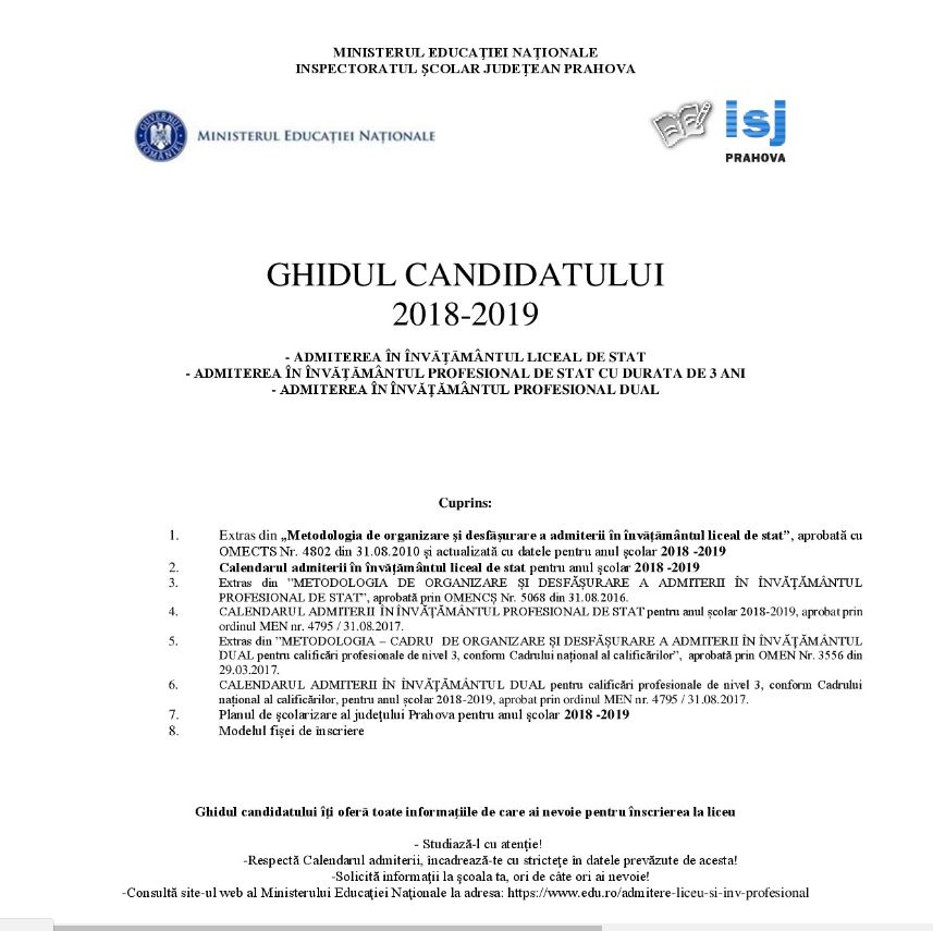 Actualitate: Ghidul candidatului pentru anul scolar 2018-2019 ...